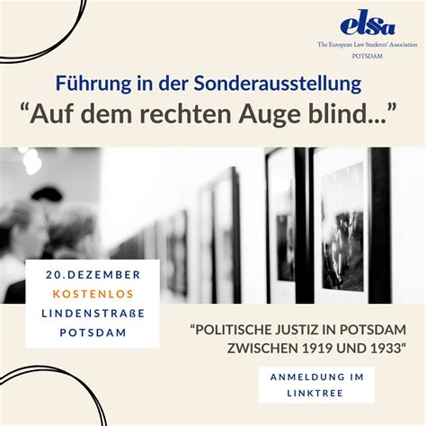 Sonderausstellung Auf Dem Rechten Auge Blind Elsa Potsdam Ev