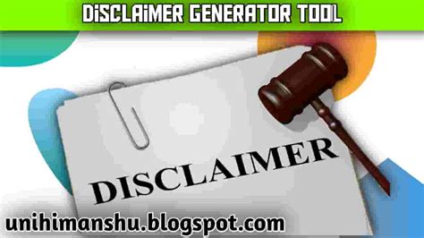 Disclaimer Generator Tool King々himanshu