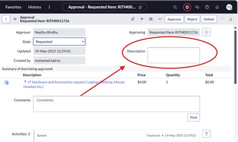 want to show ritm variable in the sysapproval appr servicenow