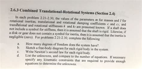 Solved Combined Translational Rotational Systems Section Chegg