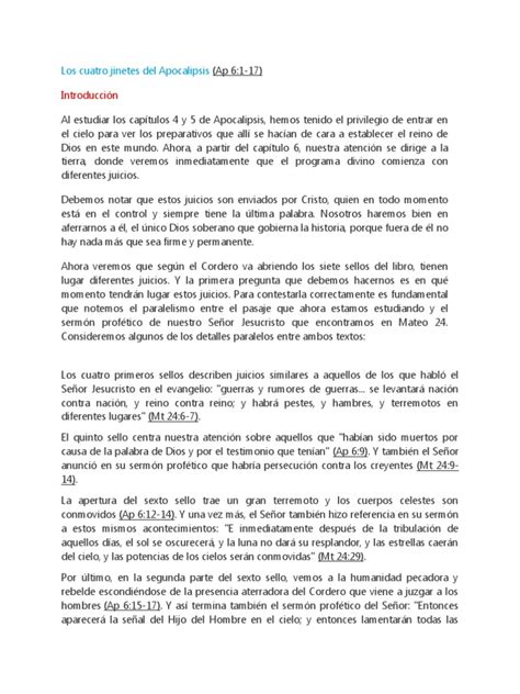 Los Cuatro Jinetes Del Apocalipsis Pdf Libro De Revelación Jesús