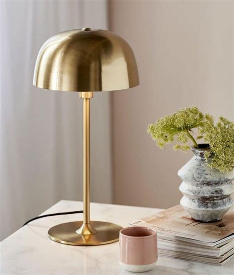 Dome Shaded Brass Table Lamp Art Deco Dome Table Lamp 48cm