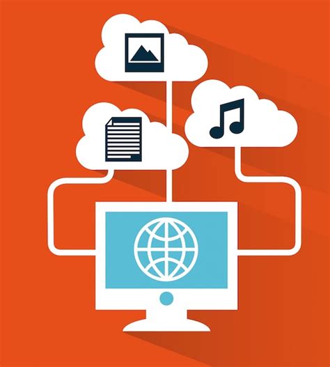 Premium Vector Cloud Computing Over Red Background Vector Illustration