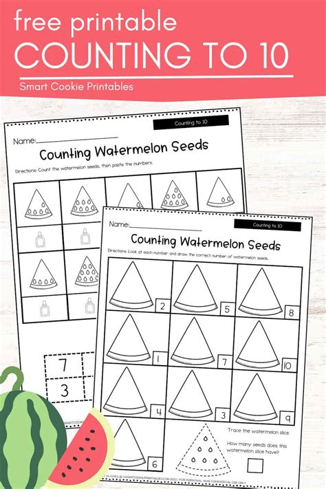 Free Watermelon Seeds Counting To 10 Printables Smart Cookie Printables