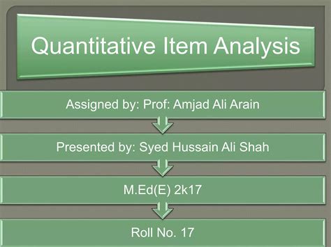 Quantitative Item Analysis Ppt