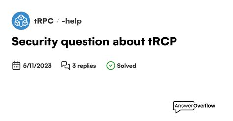 Security Question About Trcp Trpc