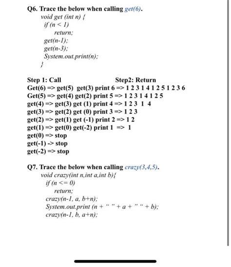 Solved Worksheet Recursion Q1 Trace The Below When