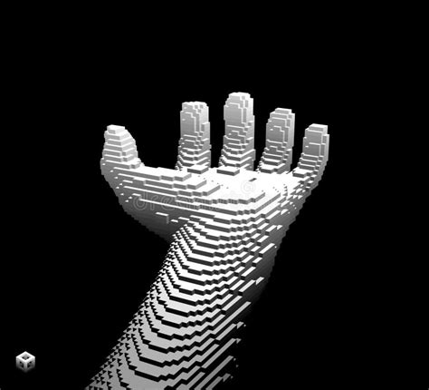 Hand Open And Ready To Help Human Arm Giving Connection Structure Voxel Art Stock Vector