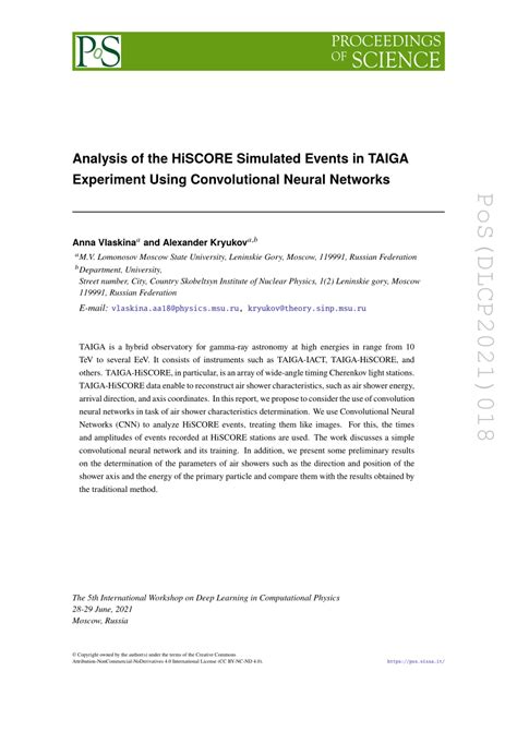 Pdf Analysis Of The Hiscore Simulated Events In Taiga Experiment