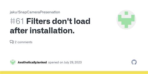Filters Don T Load After Installation Issue Jaku Snapcamerapreservation Github