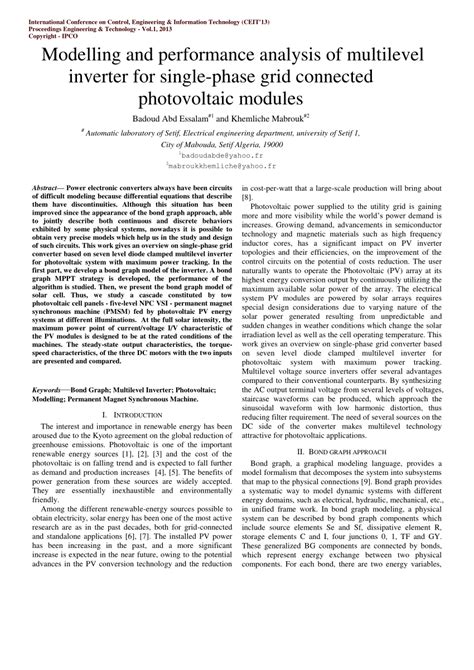 Pdf Modeling And Performance Analysis Of Multilevel Inverter For