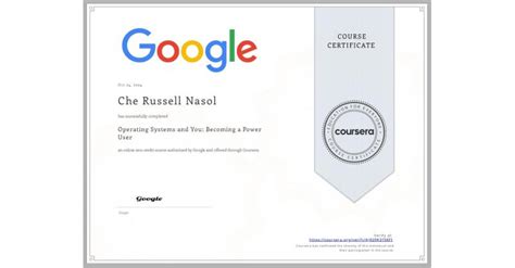 Che Russell N On Linkedin Completion Certificate For Operating