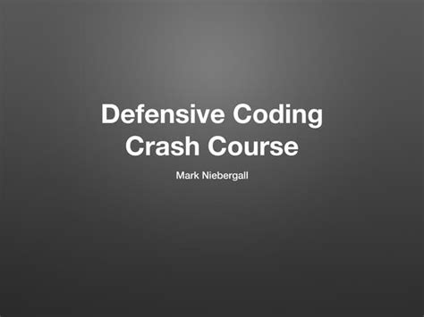 Defensive Coding Crash Course Pdf