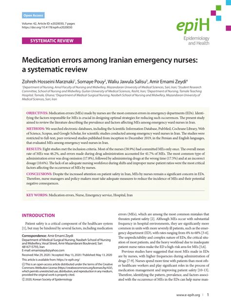 Pdf Medication Errors Among Iranian Emergency Nurses A Systematic Review