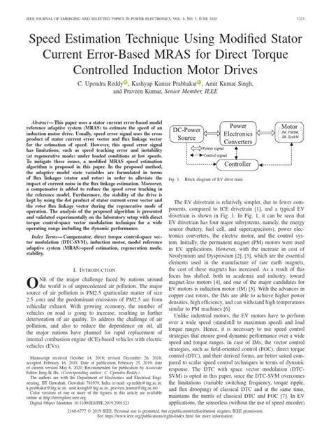 4 Speed Estimation Technique Using Modified Stator Current Error Based