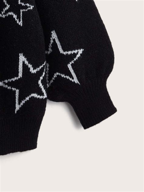 SHEIN EZwear Plus Star Pattern Lantern Sleeve Cardigan SHEIN UK