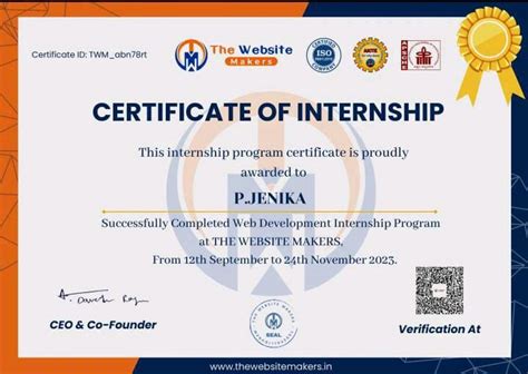 Webdevelopment Internship Internshipexperience Jenika Prabakaran