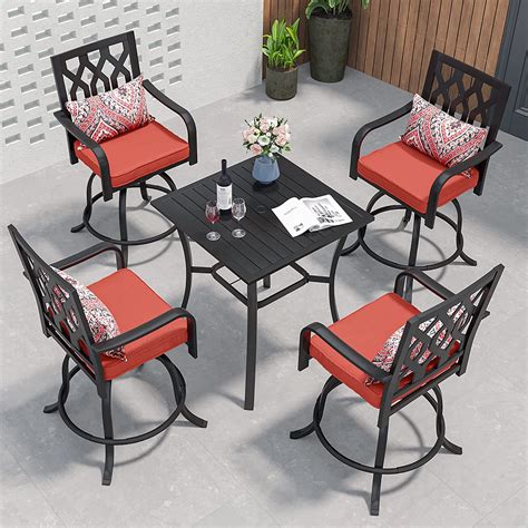 Dextrus 5 Pcs Metal Bar Set With 32 Square Table And 4 Cushioned