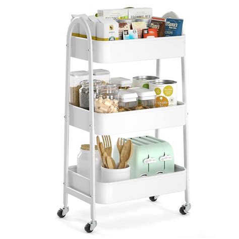 Этажерка Stenson R93509-W на колесах металлическая 3яр 39х45х77см White ...