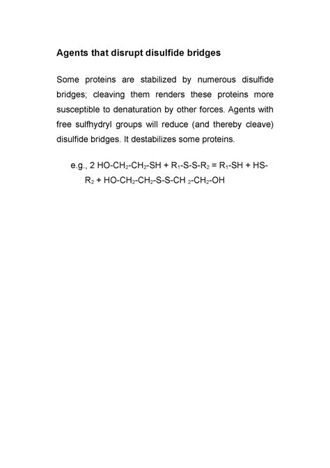 Notes On Agents That Disrupt Disulfide Bridges And Renaturation Agents That Disrupt Disulfide