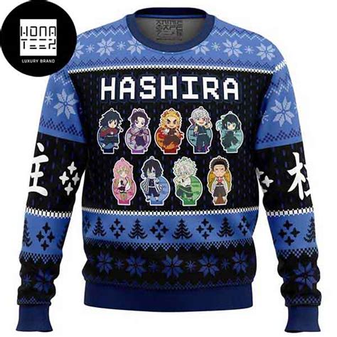 Demon Slayer Anime Chibi Hashira Ugly Christmas Sweater Honateez