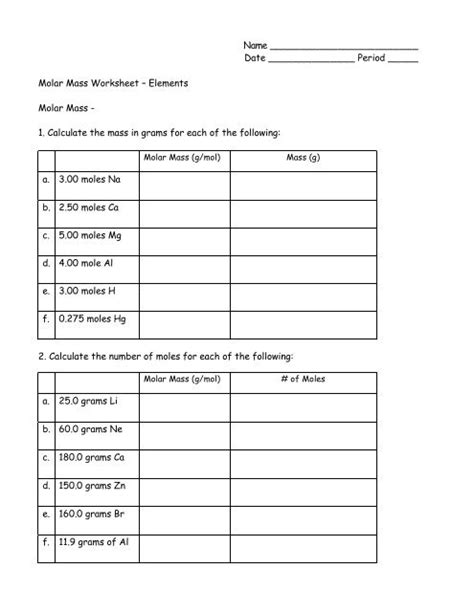 Free Molar Mass Worksheet With Answers Download Free Molar Mass Worksheet With Answers Png