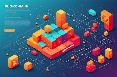 Premium Photo Blockchain Concept Slider Banner Design With Isometric