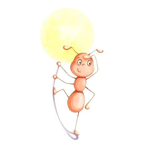Une Fourmi De Dessin Animé Mignon Vole Sur Un Pissenlit Isolé Sur Fond