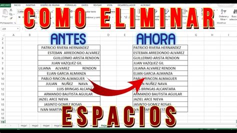 Como Quitar Espacios En Una Celda De Excel Youtube