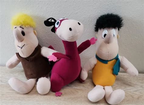 Vintage Plush Flintstones 1987 Hanna Barbera Fred Barney Dino Dinosaur