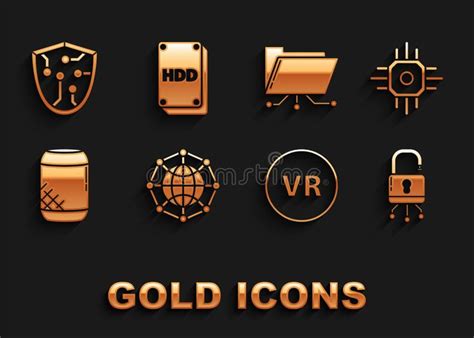 Set Global Technology Or Social Network Processor Lock On Digital Circuit Board Virtual