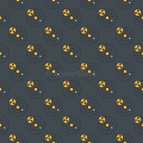 Nuclear Weapon In Space With Earth And Sun Vector Colored Seamless Pattern Stock Vector