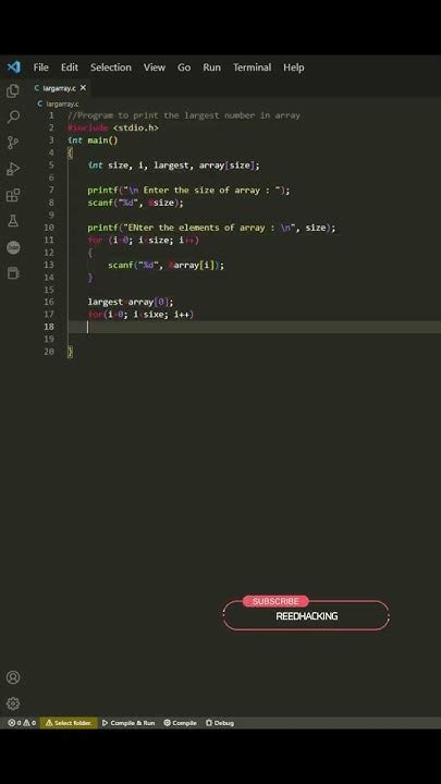 Program To Find Largest Element In Array Clanguageforbeginners