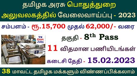 TN Permanent Government Jobs 2023 TN Govt Jobs Job Vacancy 2023