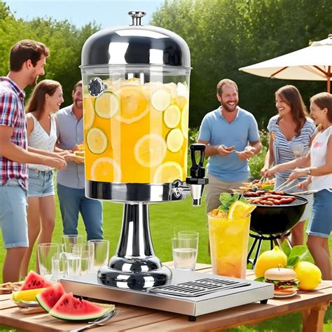 Gomok 22 Gallon Stainless Steel Beverage Dispenser With Stand Ice