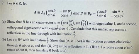 Solved For R Let Aa Cos Sin Sin Cos And Chegg Com