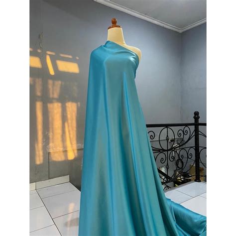Jual Bahan Kain Furing Kebaya Satin Velvet Premium Grade A Warna Biru Tosca Shopee Indonesia