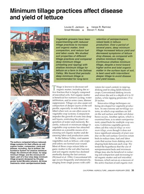 Pdf Minimum Tillage Practices Affect Disease And Yield Of Lettuce