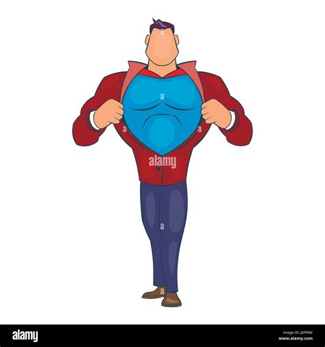 Superhero Tearing His Shirt Icon Cartoon Style Stock Vector Image