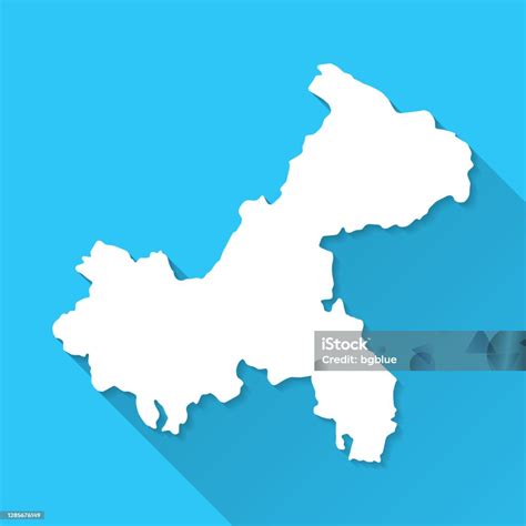 파란색 배경에 긴 그림자가있는 충칭지도 플랫 디자인 0명에 대한 스톡 벡터 아트 및 기타 이미지 0명 3차원 형태 공란