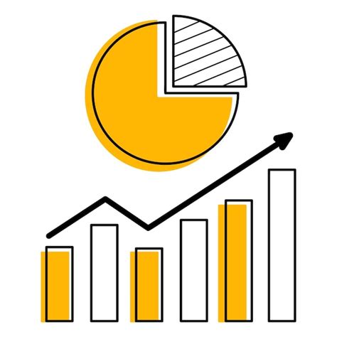 Premium Vector Growing Graph Icon In Line Style With Yellow Shapes Chart Or Diagram With Arrow