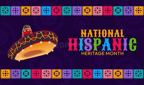 National Hispanic Heritage Month Banner Sombrero Stock Vector