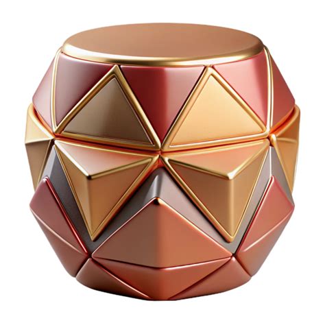 Geometric Abstract D Model Metallic Triangular Facets PNG
