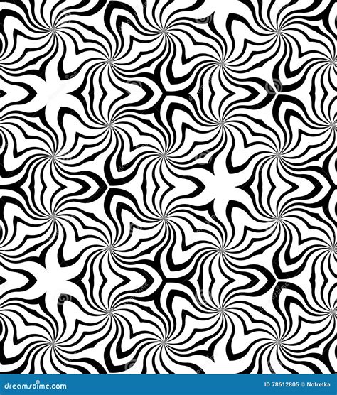 Seamless Beautiful Black Curls Pattern Monochrome Geometric Abstract Background Stock Vector