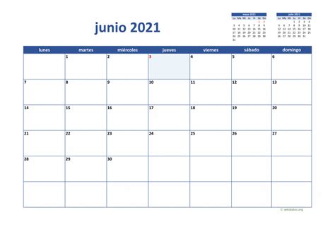 Calendario Junio 2021