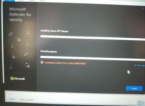 microsoft defender for identity deployment error code 0x80070643