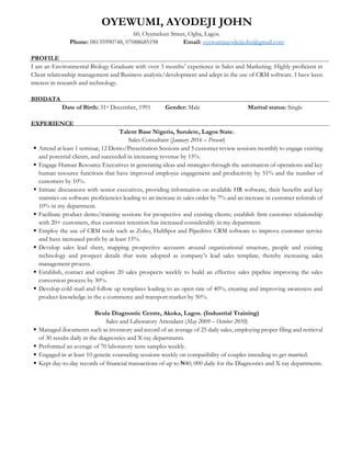 Ayodeji Oyewumi S Cv Pdf 1 PDF