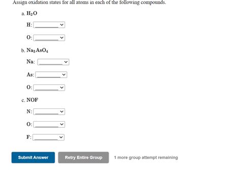 Solved Assign Oxidation States For All Atoms In Each Of The