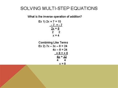 Solving Multistep Equations Warm Up Balance Scale We