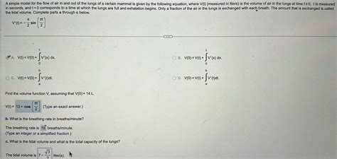 [answered] A Simple Model For The Flow Of Air In And Out Of The Lungs